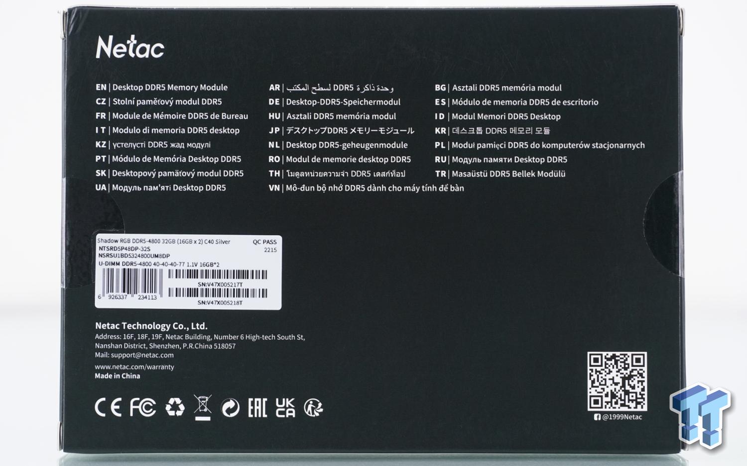 Netac Shadow RGB DDR5-4800 32GB Dual-Channel Memory Kit Review