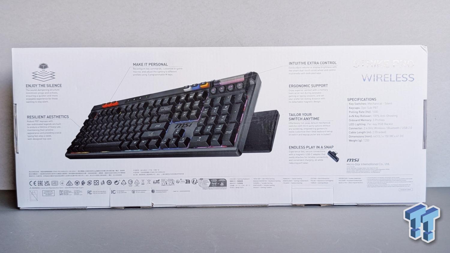 MSI Strike Pro Wireless Gaming Keyboard Review - Silent and Smooth