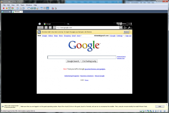 Google Chrome OS hands-on (Dev Build November 20, 2009)