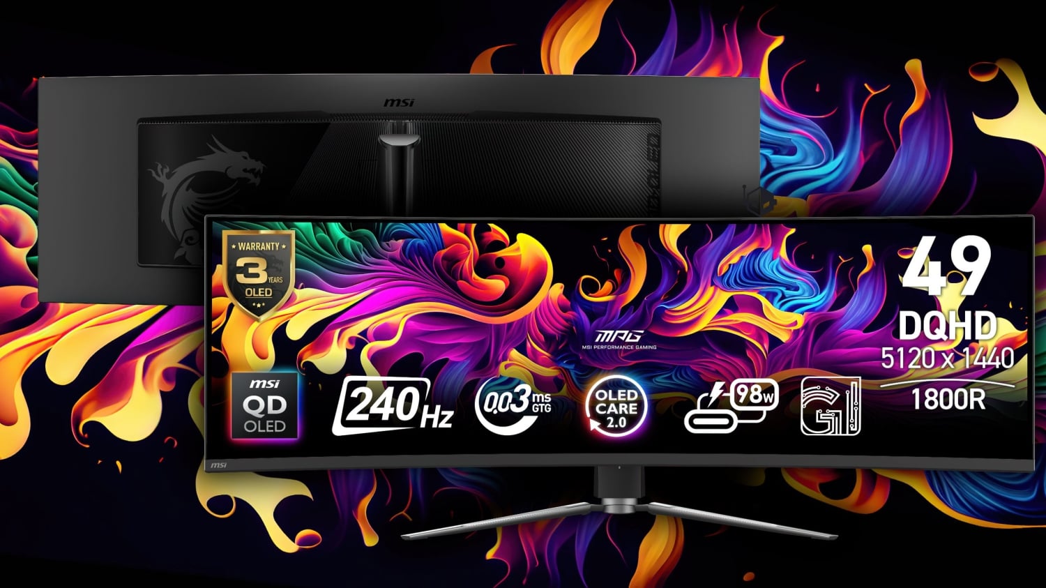 MSI's new MPG 491CQPX QD-OLED gaming monitor: 5120 x 1440p with 240Hz refresh for $1199