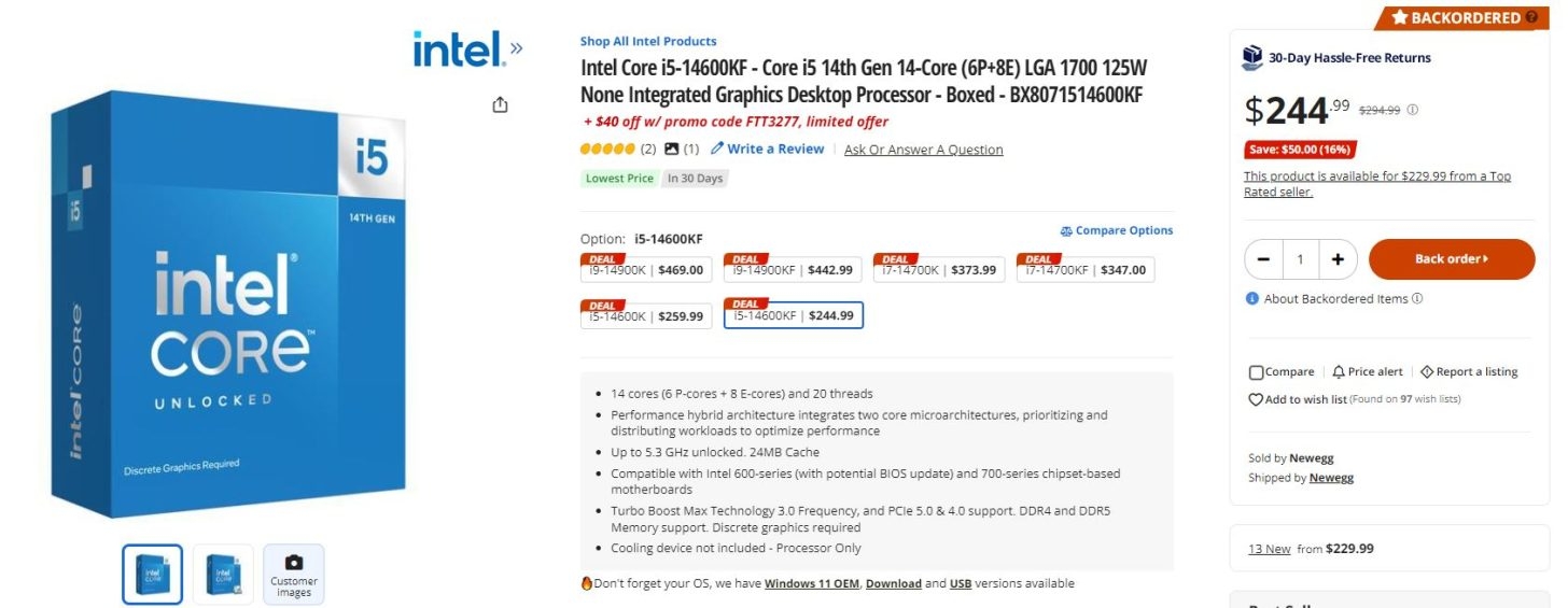 Intel 14th Gen Core CPUs get huge 'discount bomb': 14900KF for $417 ...