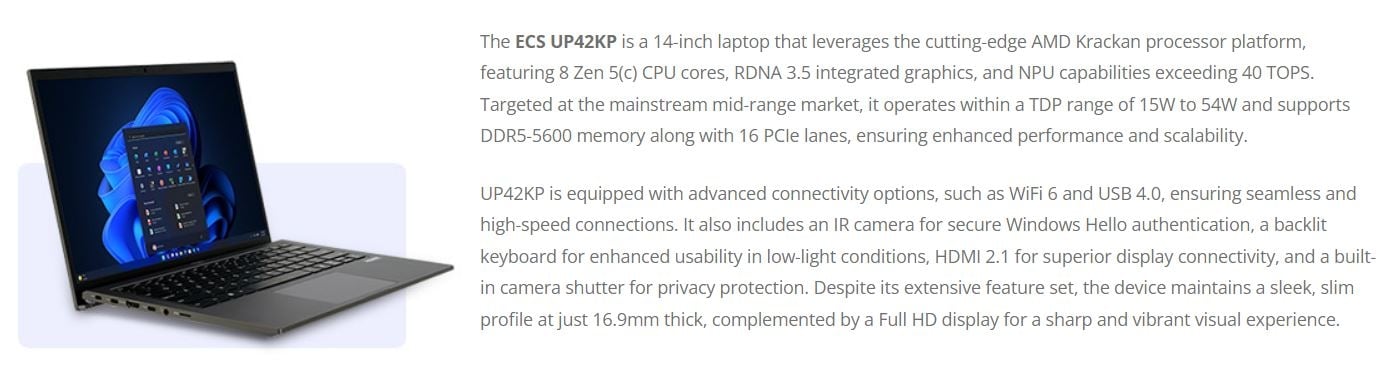 The first laptop with AMD's new Krackan Point APU with Zen 5c cores ...