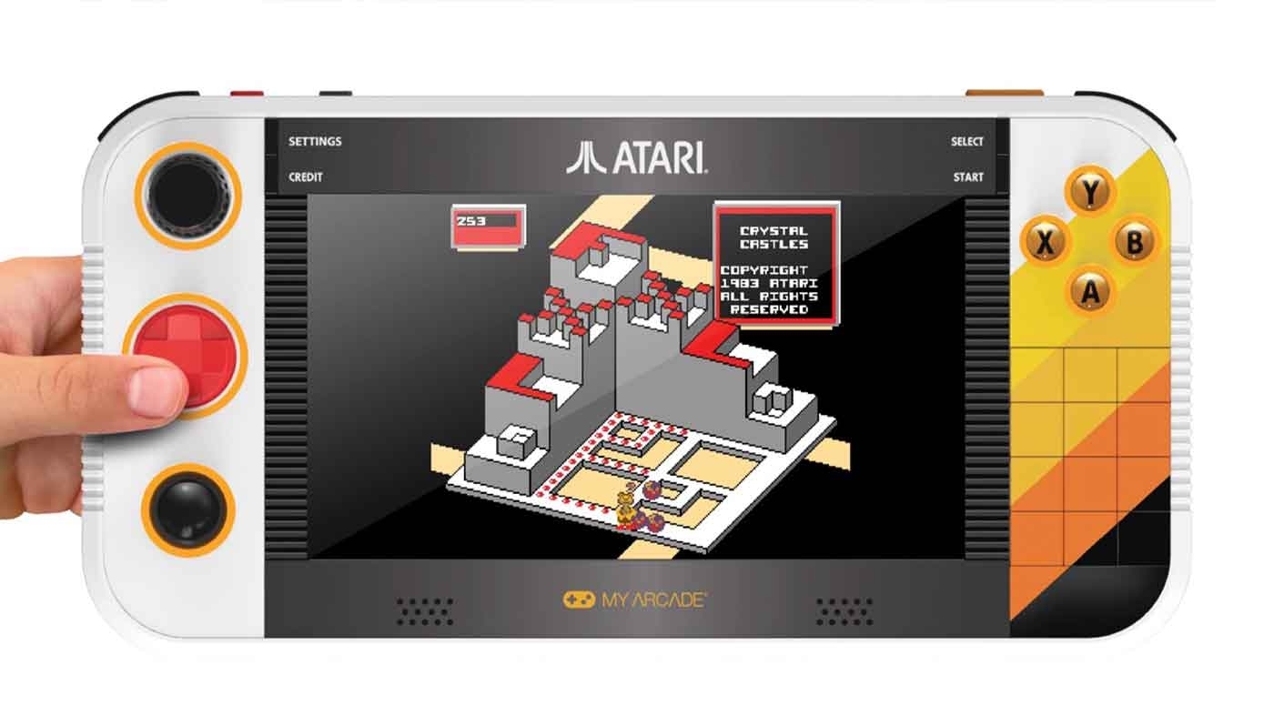 ATARI's new Gamestation Go handheld includes a trackball and Numpad