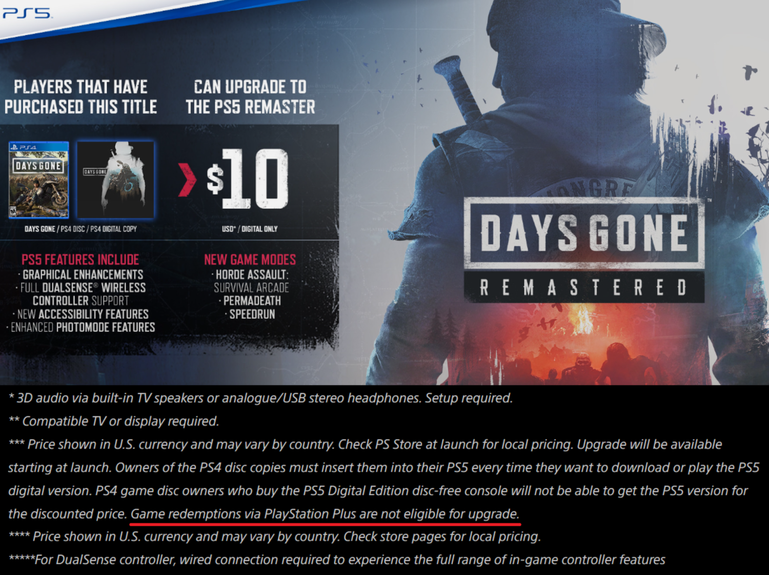 Days Gone Remaster upgrade will cost $49.99 for some players, and $10 ...