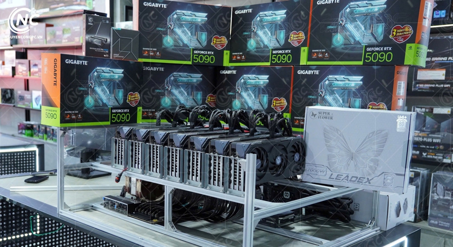 7 x GeForce RTX 5090s power custom AI servers in Vietnam: 28 x 8-pin ...