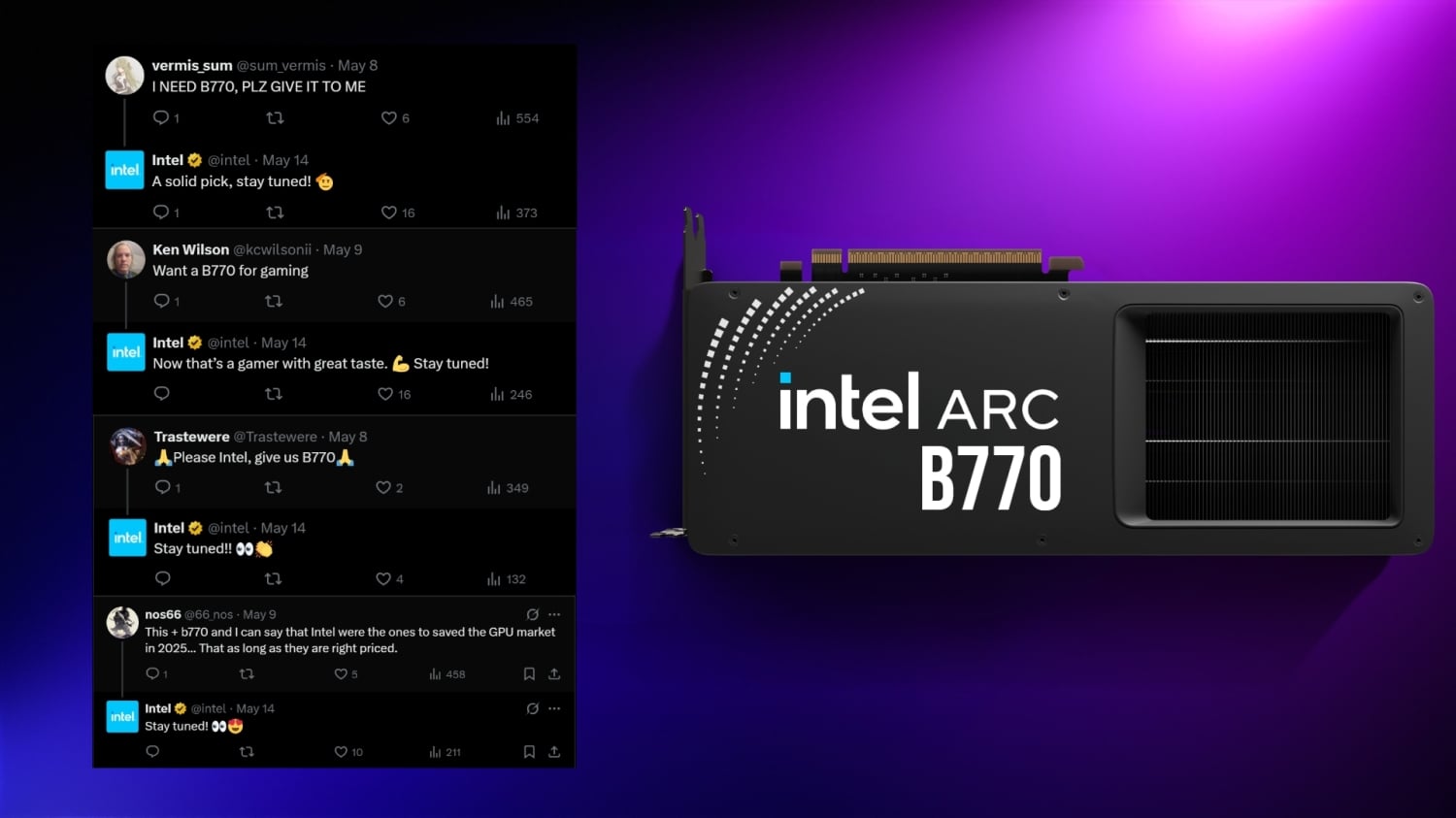 Intel says 'stay tuned' for an Intel Arc B770 gaming GPU reveal at Computex