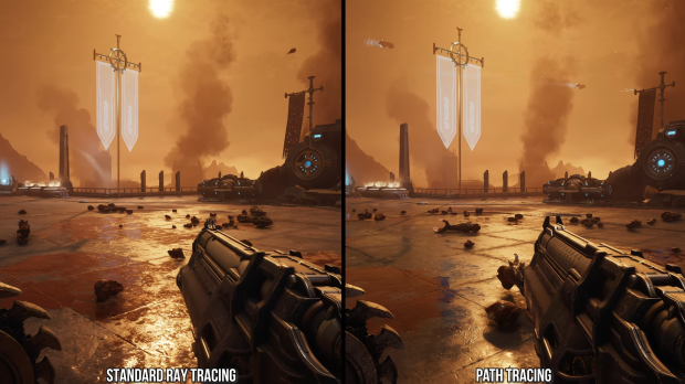DOOM: The Dark Ages path tracing upgrade vs standard ray-tracing