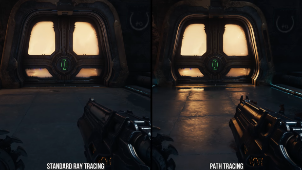 DOOM: The Dark Ages path tracing upgrade vs standard ray-tracing