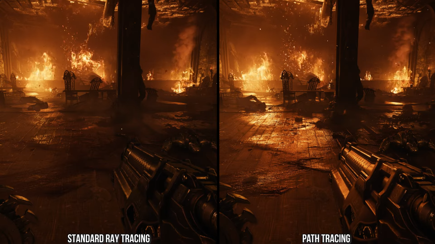 DOOM: The Dark Ages path tracing upgrade vs standard ray-tracing