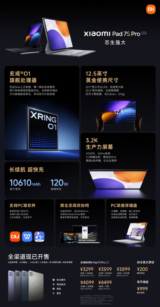 Xiaomi unveils the Pad 7S Pro 12.5: its first tablet powered with in-house Xring O1 chip