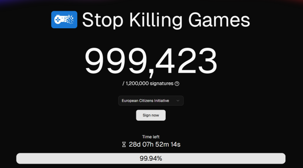 Stop Killing Games nears 1 million signatures goal, but it might not be ...