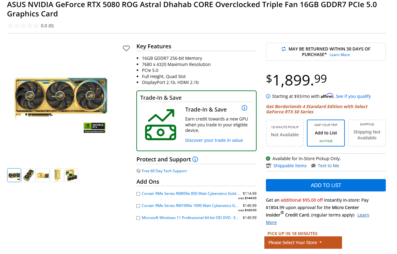 ASUS launches new golden RTX graphics card at RTX 5090 prices but not ...