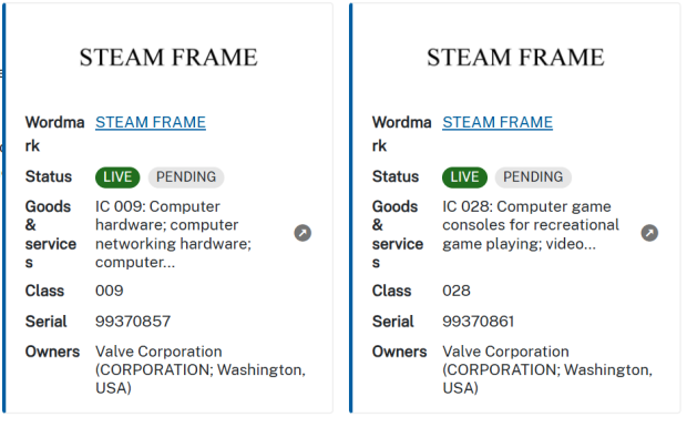 Steam Frame trademarked by Valve, filings point to mysterious new hardware