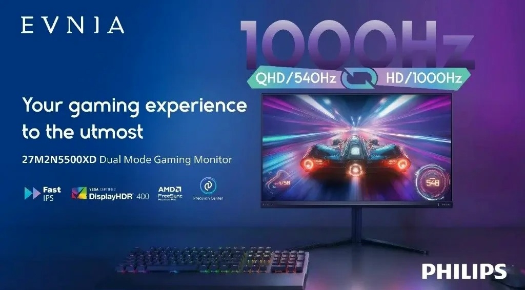 Philips intros ENVIA 27M25500XD: claims the world's first 1000Hz gaming ...
