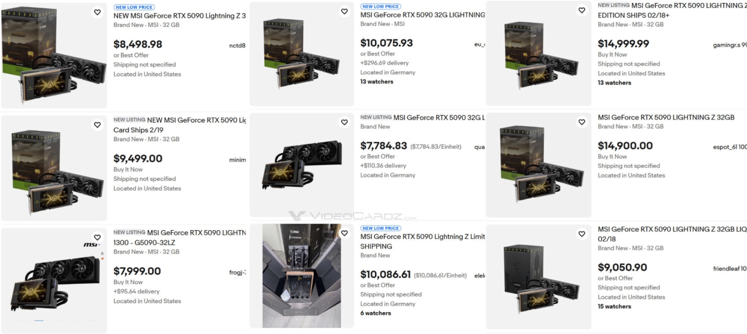 MSI's new GeForce RTX 5090 LIGHTNING Z hits eBay, this GPU could be ...