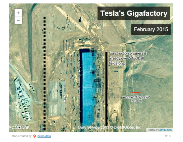 Tesla's gigafactory is coming together, thanks to satellite images