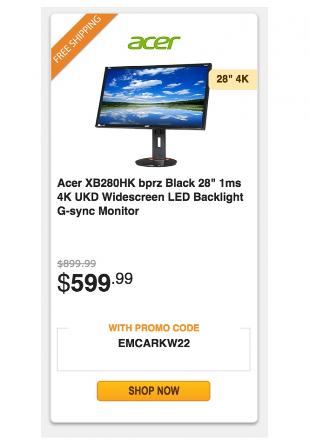 Acer's XB280HK 28-inch 4K NVIDIA G-Sync monitor is just $599 right now