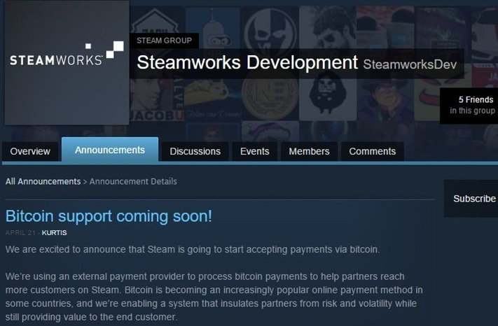 Steam To Start Accepting Bitcoin As Valid Payment Option TweakTown