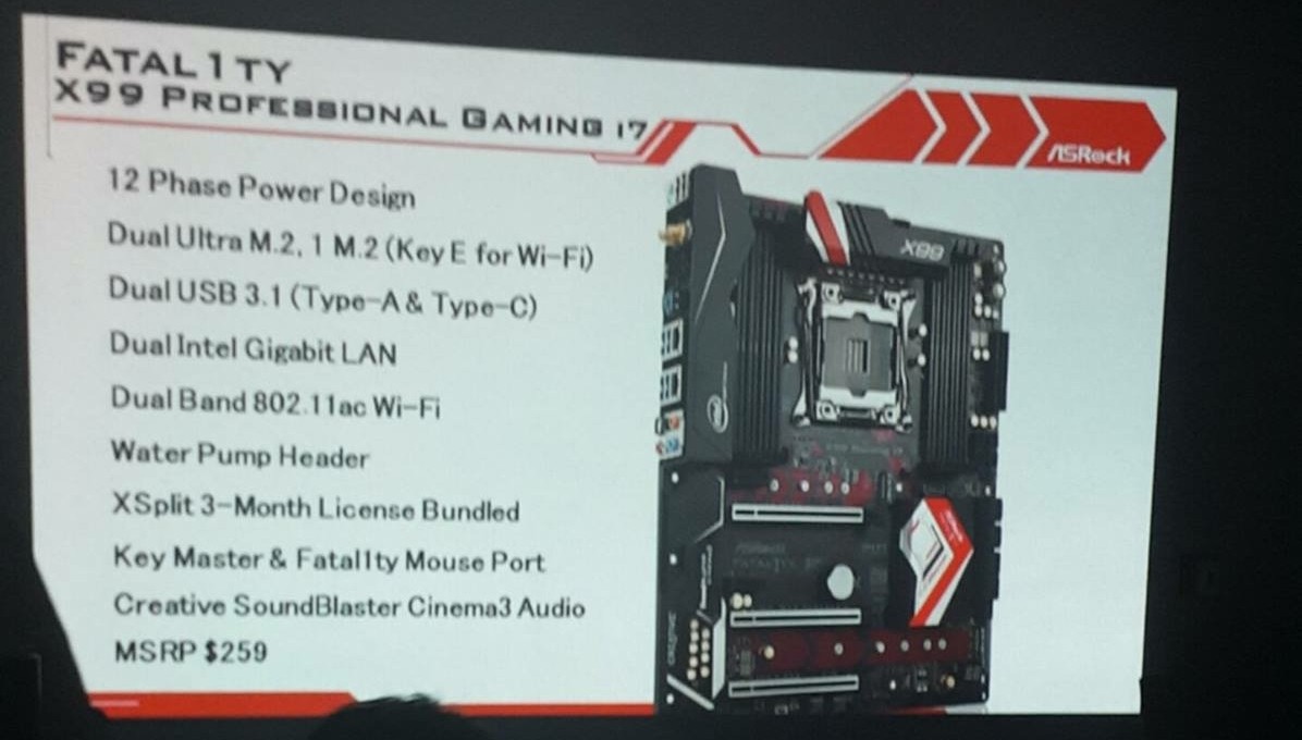 Asrock Fatal1ty X99 Pro Gaming 17 motherboard aimed at streamers