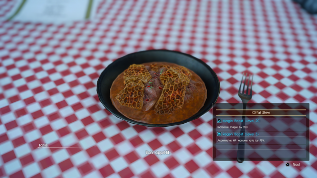Final Fantasy 15 in-game food was cooked by devs