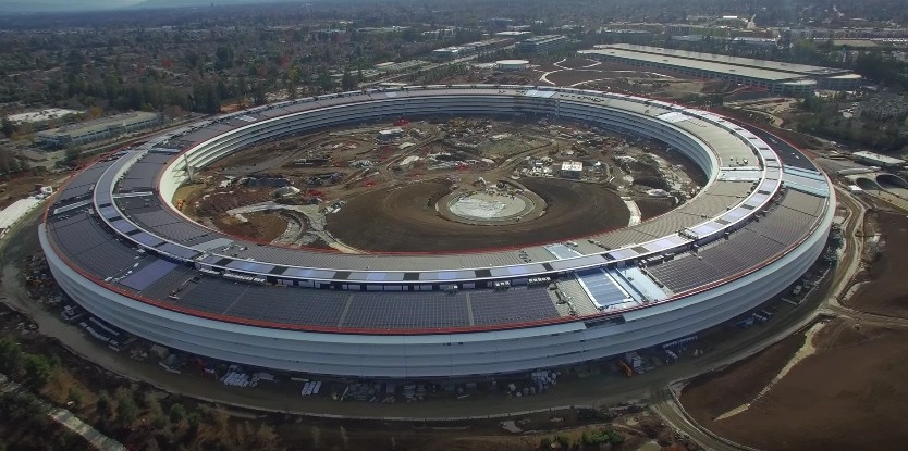 Apple's spaceship campus detailed in 4K drone footage