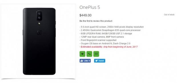 OnePlus 5 specs and price leak