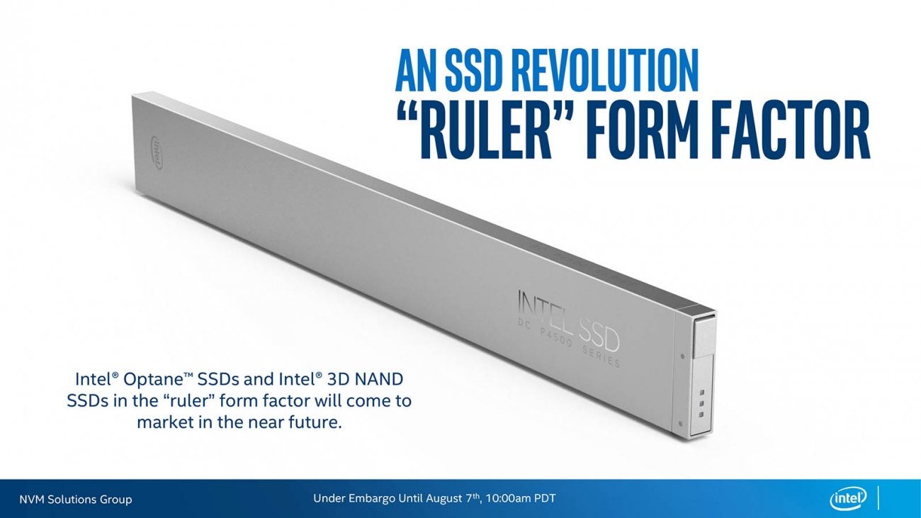 Intel's new Ruler SSD design, designed for server racks