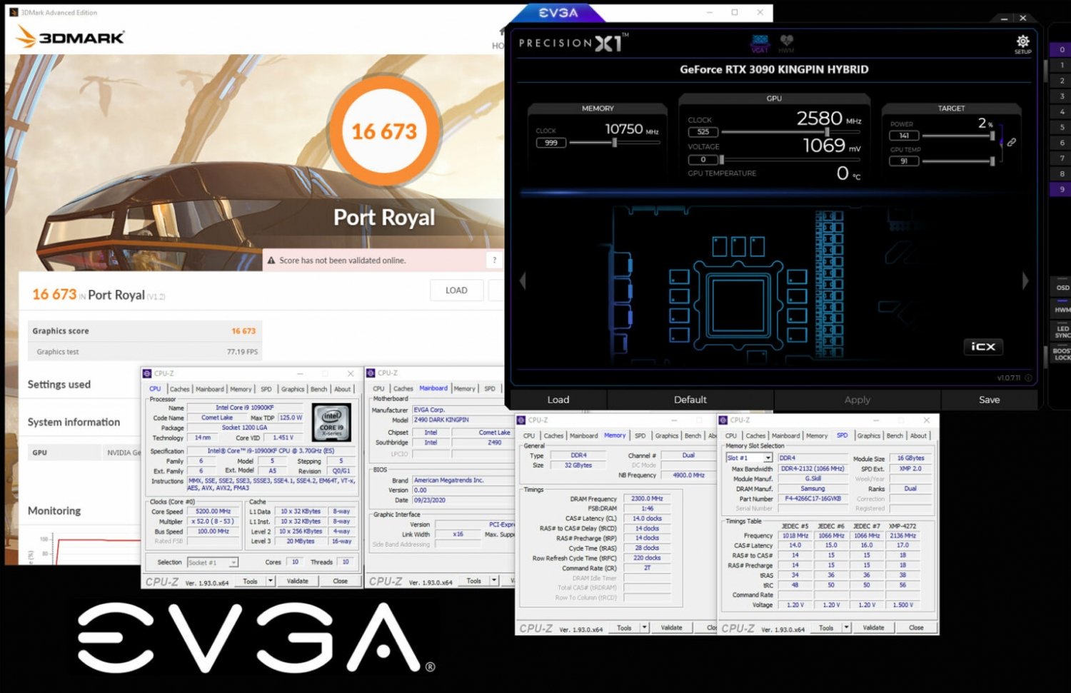 EVGA GeForce RTX 3090 KINGPIN overclocked to 2.58GHz on LN2 cooling