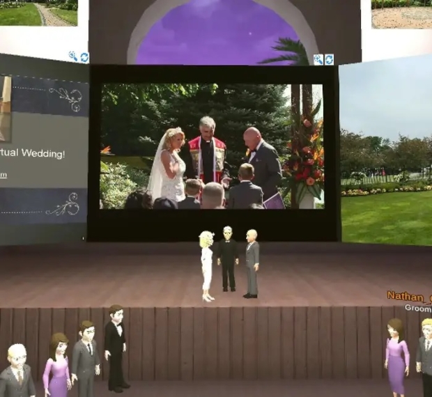 The first couple has just had their wedding... in the metaverse