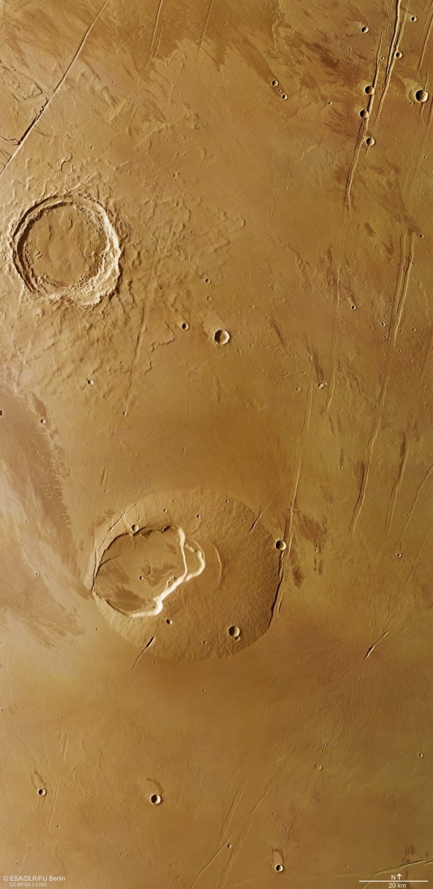 ESA captures detailed new images of Mars volcanoes and craters