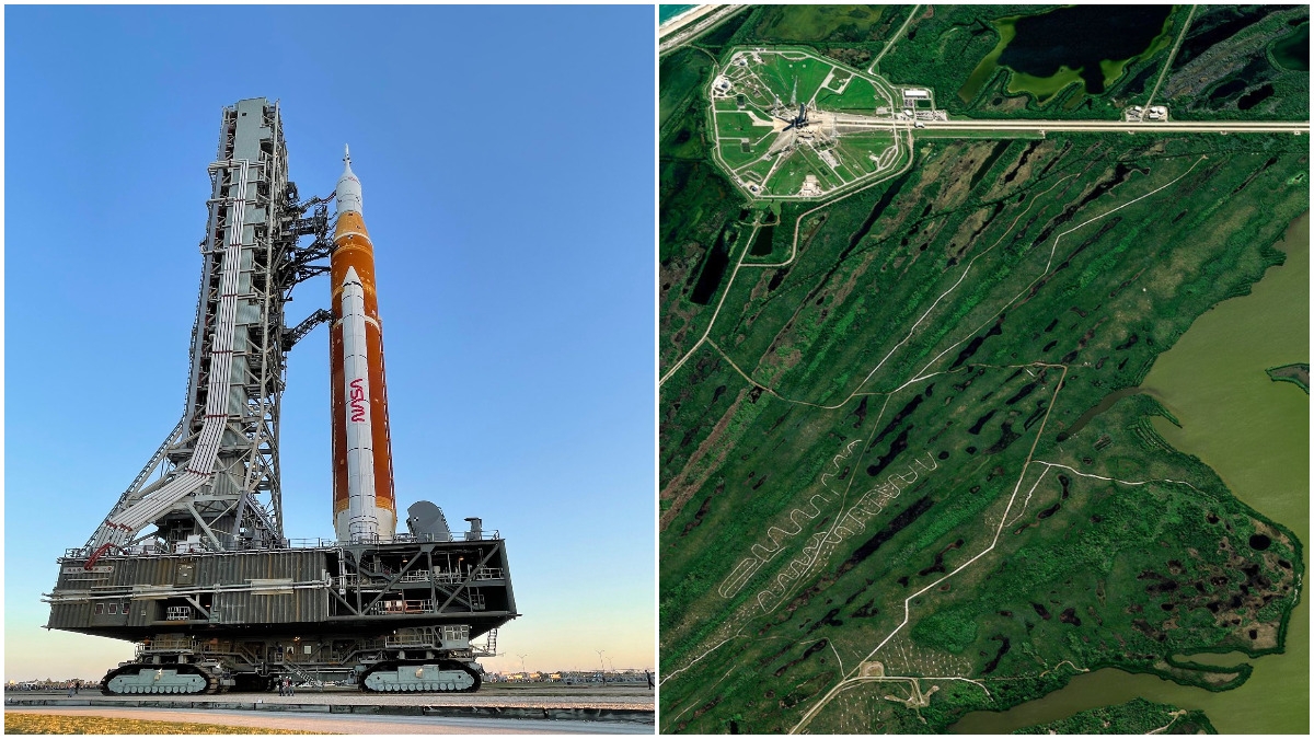 NASA's massive new moon rocket is visible from space