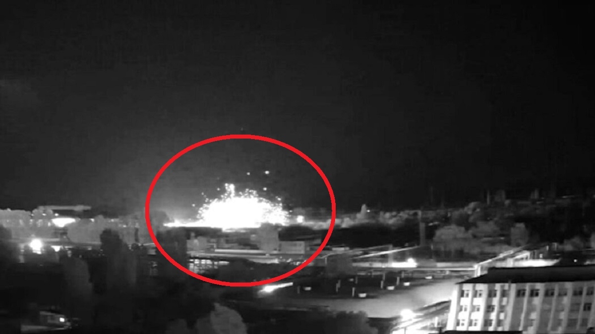 Missile strike less than 1,000 feet from nuclear power plant captured