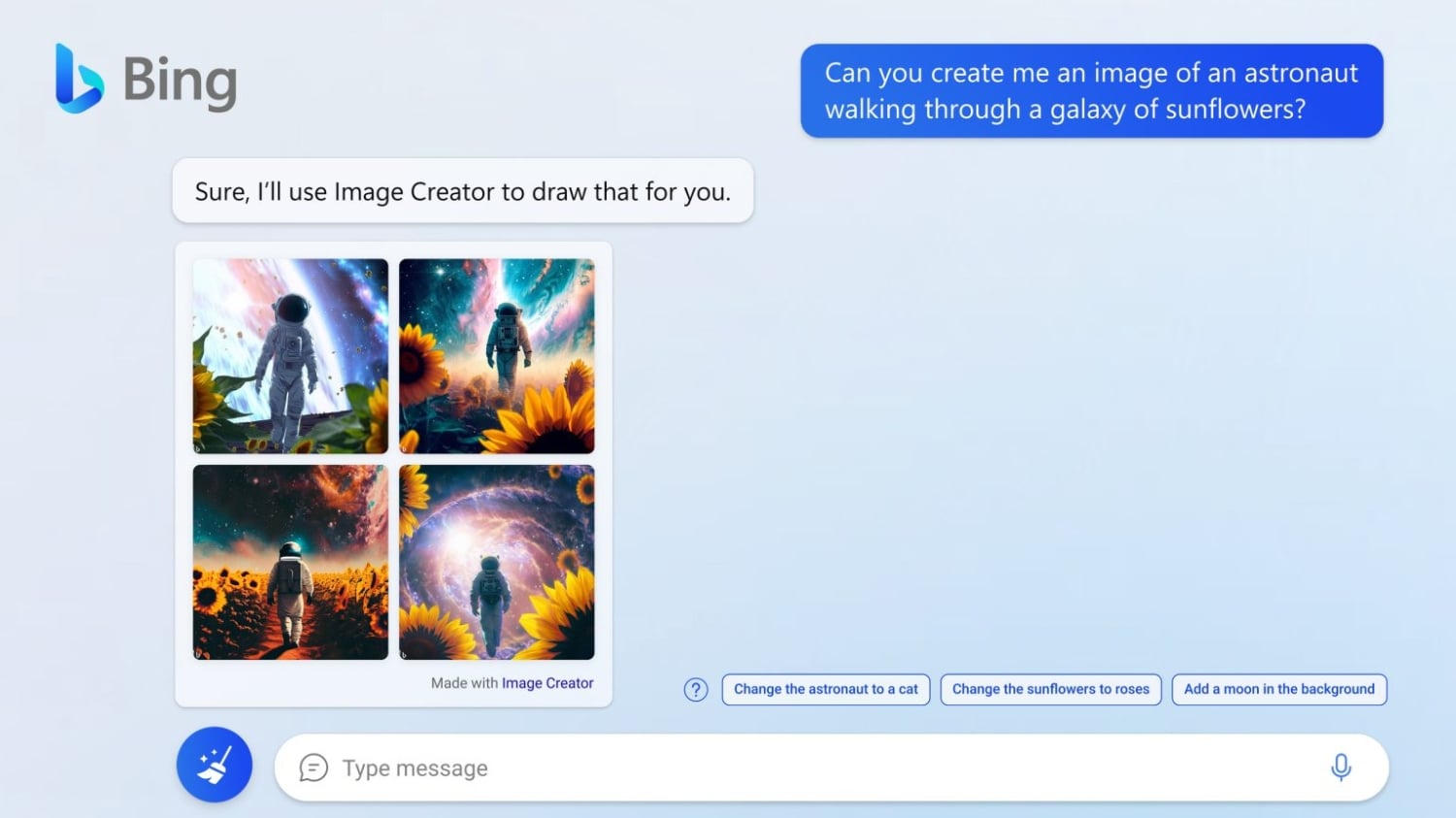Microsoft's Bing Chat now let's you create images with your words