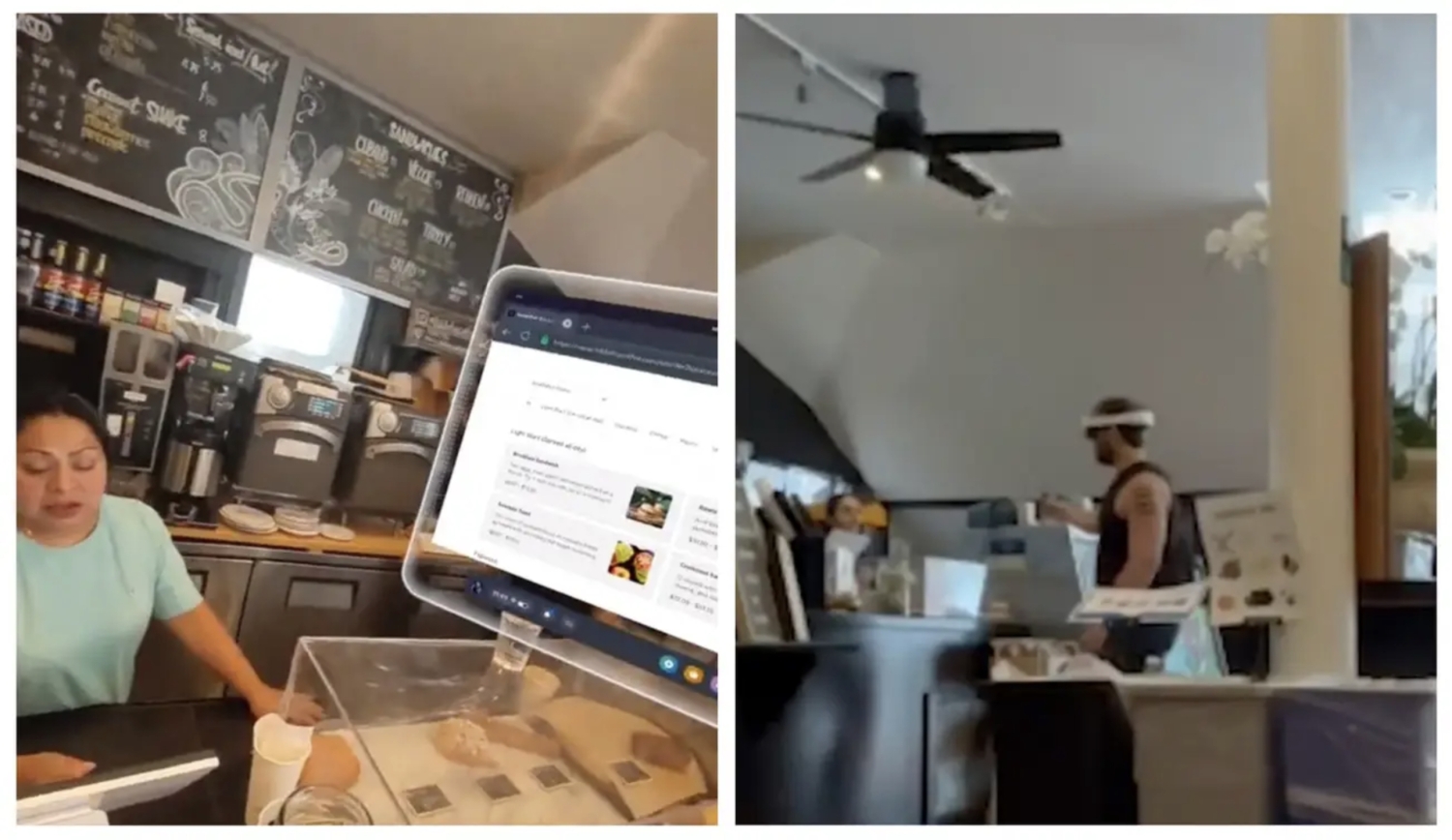 Man orders coffee while wearing Meta's new mixed reality headset Meta ...