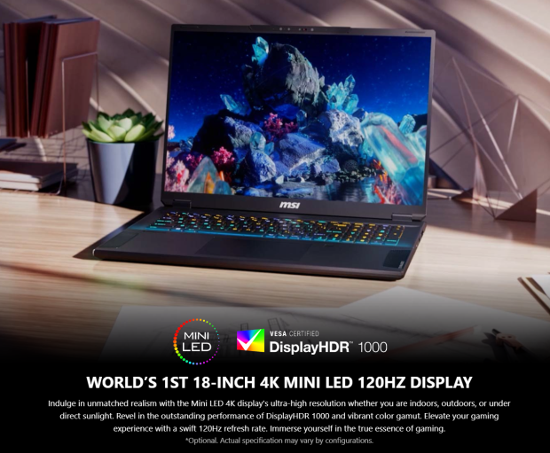 MSI Stealth 18 AI Studio A1V laptop: 18-inch 4K Mini-LED display, Core Ultra 9 CPU, RTX 4090