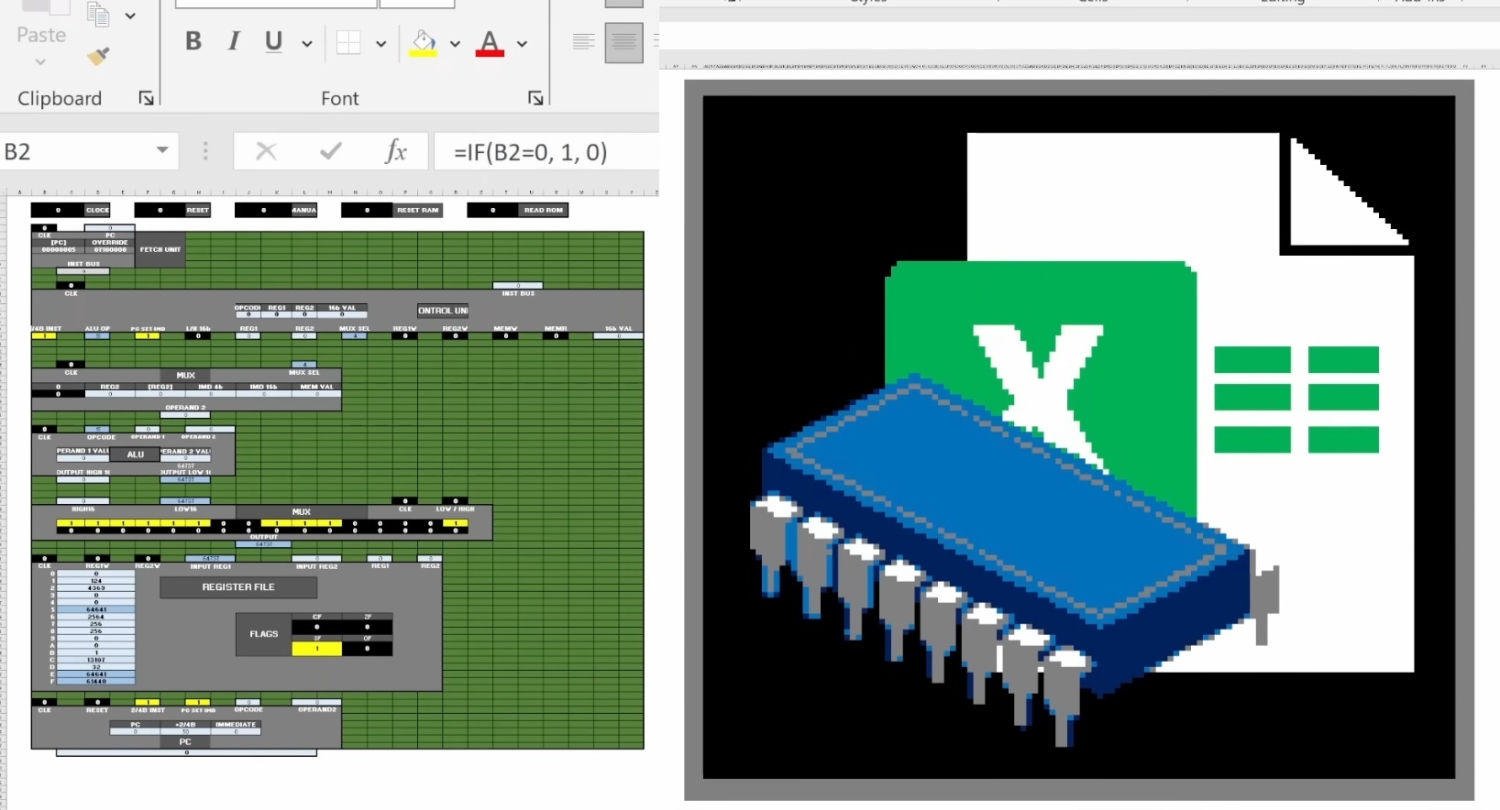 Someone built a functioning 16-bit CPU inside Microsoft Excel with its own custom language