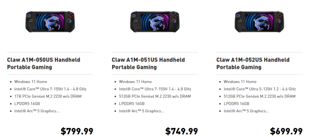 MSI Claw gaming handheld is official: features 7-inch 1080p 48-120Hz ...