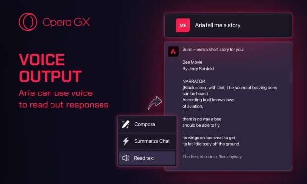 Opera GX, the browser for 'gamers,' adds AI image generation, narration ...